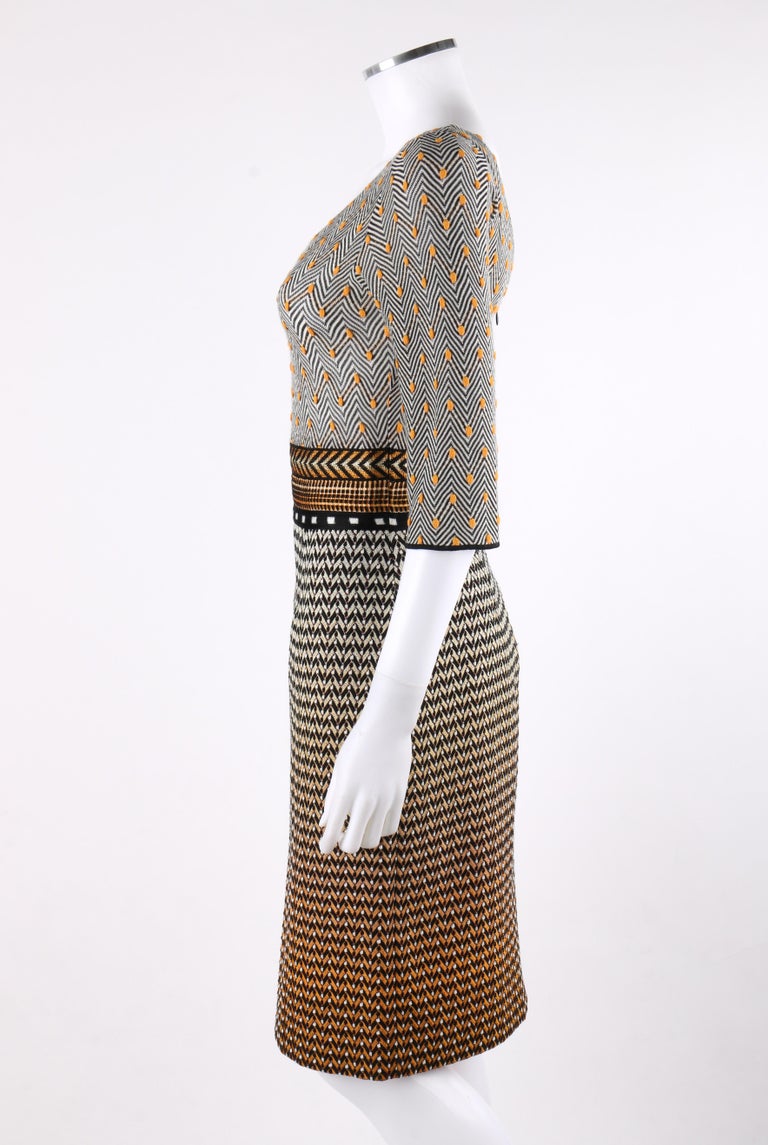 MISSONI Chevron Stripe Polka Dot Ombré Embroidered Waistband Sheath ...
