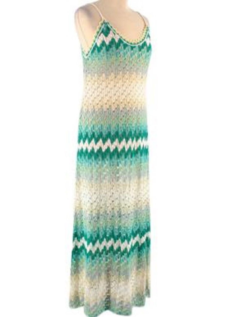 Missoni Green Crochet Knit Sun Dress For Sale at 1stDibs