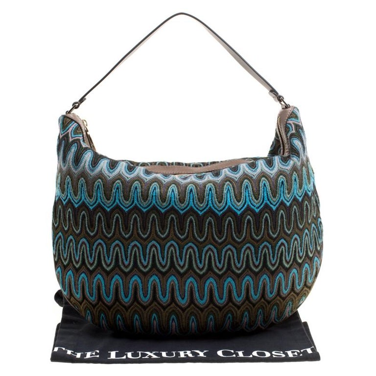 Missoni Green/Multicolor Fabric Weave Hobo For Sale at 1stDibs