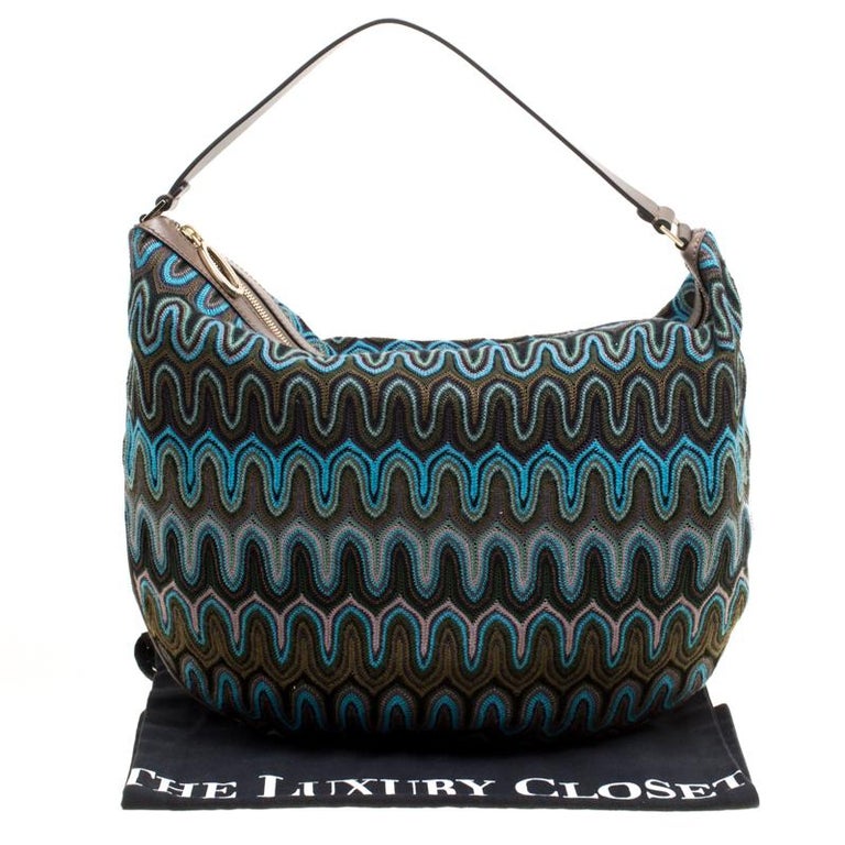 Missoni Green/Multicolor Fabric Weave Hobo For Sale at 1stDibs