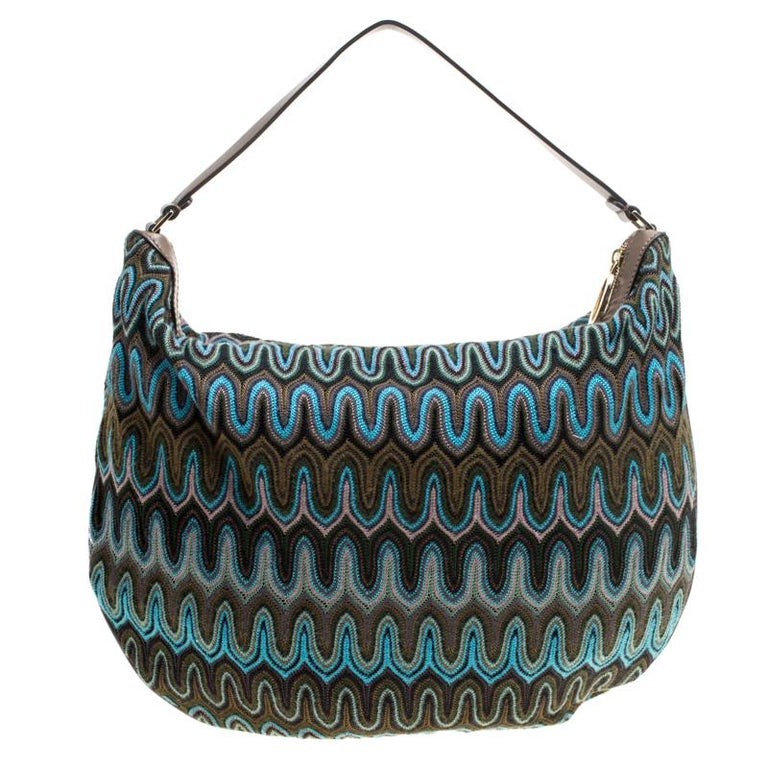 Missoni Green/Multicolor Fabric Weave Hobo For Sale at 1stDibs