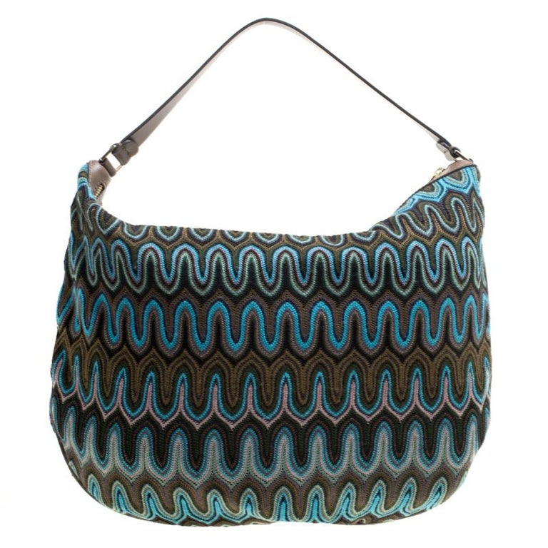 Missoni Green/Multicolor Fabric Weave Hobo For Sale at 1stDibs