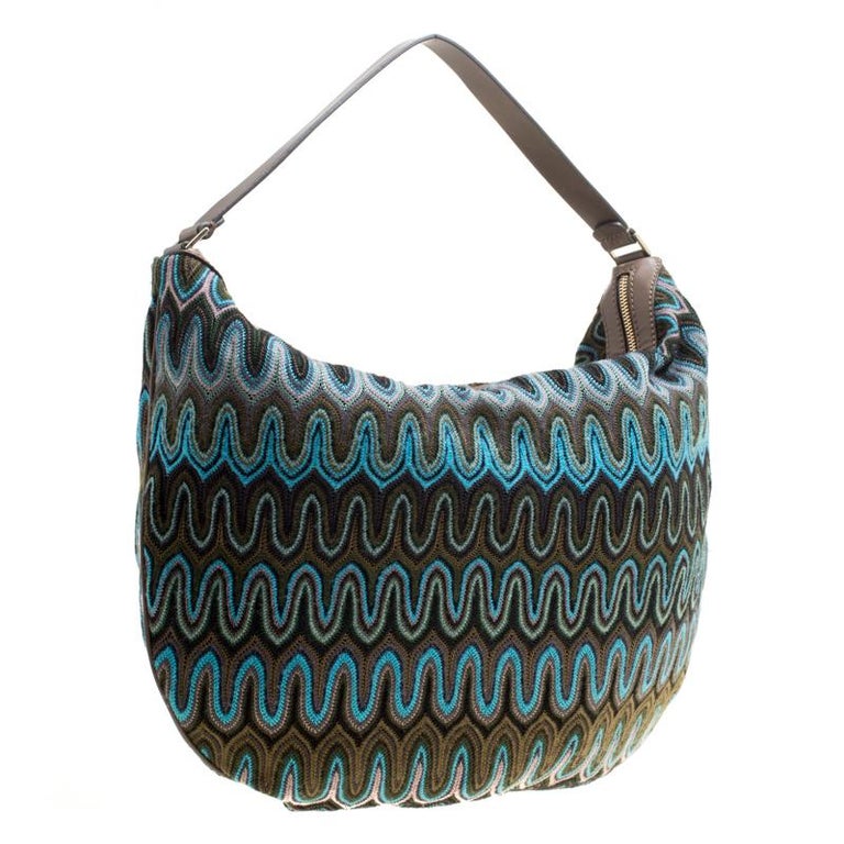 Missoni Green/Multicolor Fabric Weave Hobo For Sale at 1stDibs