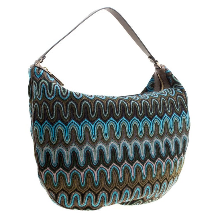 Missoni Green/Multicolor Fabric Weave Hobo For Sale at 1stDibs
