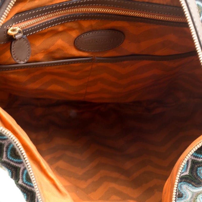 Missoni Green/Multicolor Fabric Weave Hobo For Sale at 1stDibs