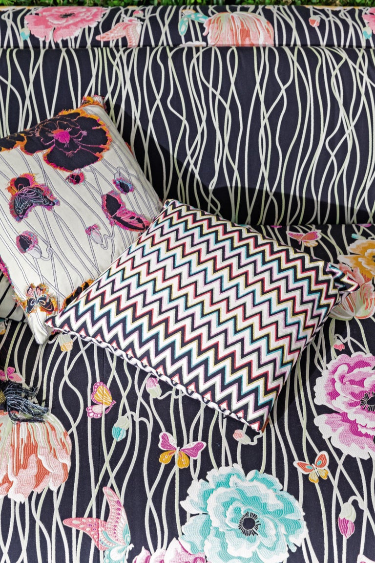 Missoni Home Inntil Two-Seat Sofa in Black with Multicolored Floral ...