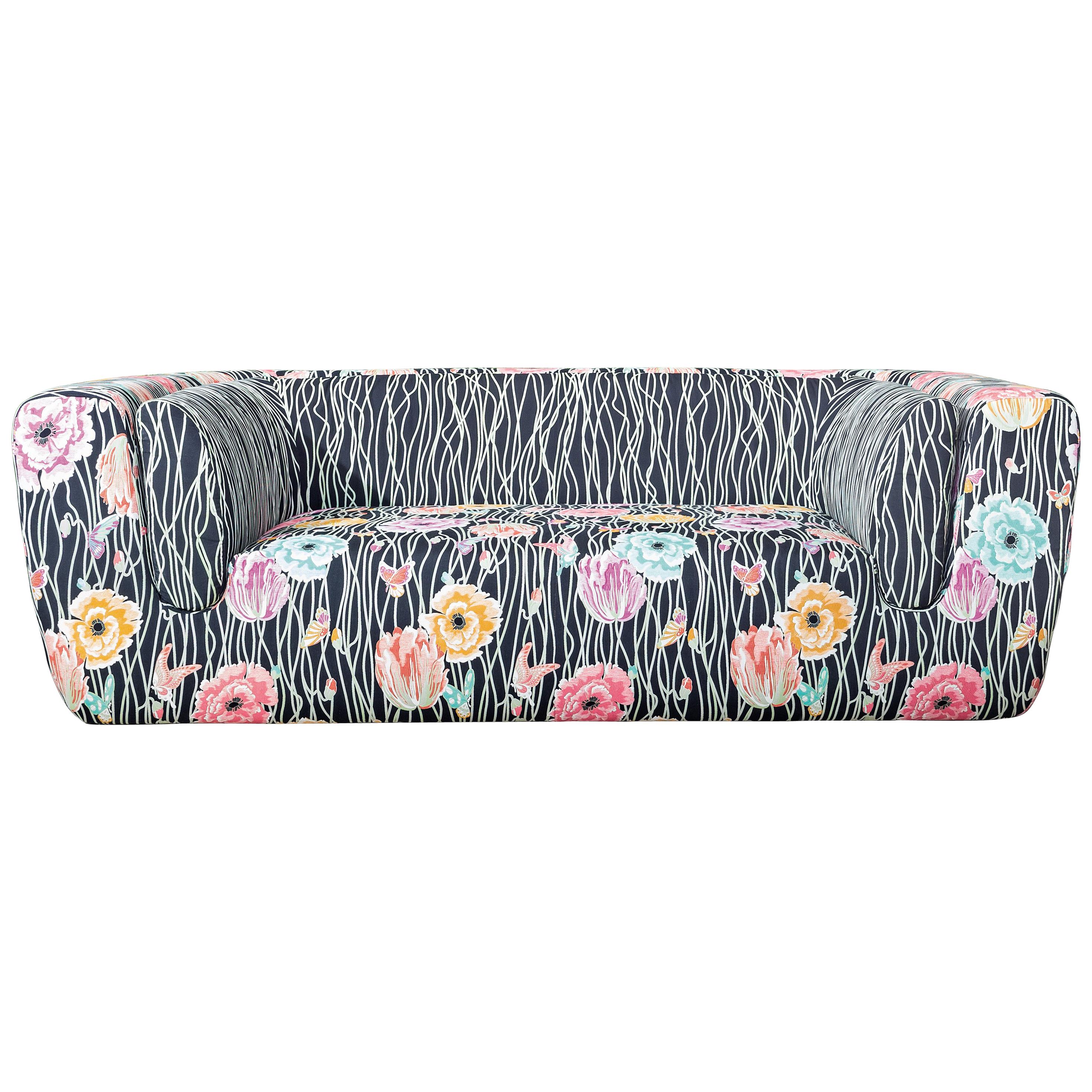 Missoni Home Inntil Two-Seat Sofa in Black with Multicolored Floral ...