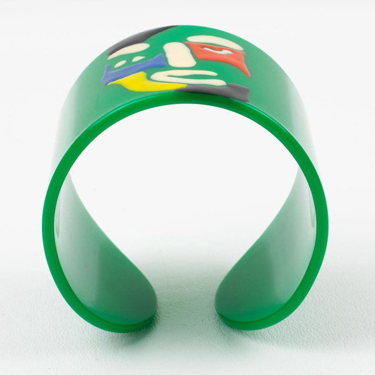 Missoni Italy 1980 Green Resin Cuff Bracelet with Multicolor Iconic ...