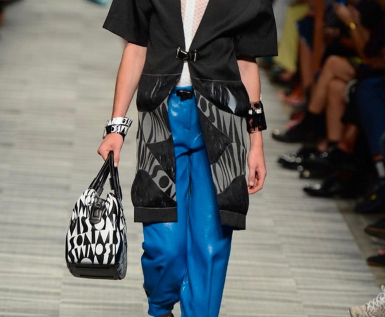 Missoni Italy Black and White Metal and Lucite Bracelet Bangle Runway ...
