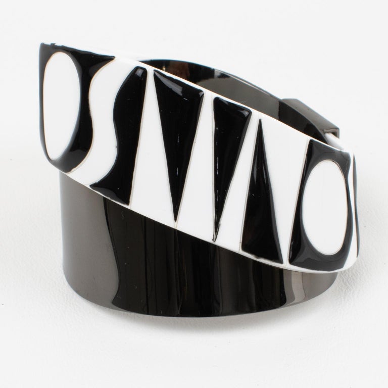 Missoni Italy Black and White Metal and Lucite Bracelet Bangle Runway ...