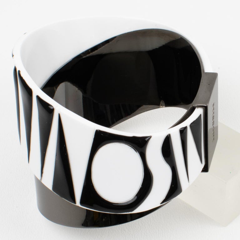 Missoni Italy Black and White Metal and Lucite Bracelet Bangle Runway ...