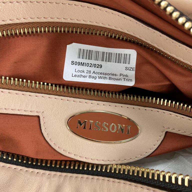 MISSONI Light Pink Leather Double Zip Shoulder Handbag at 1stDibs