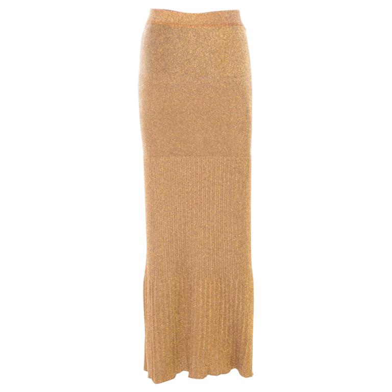 Missoni Metallic Gold Knit Pleated Maxi Skirt S at 1stDibs | missoni ...