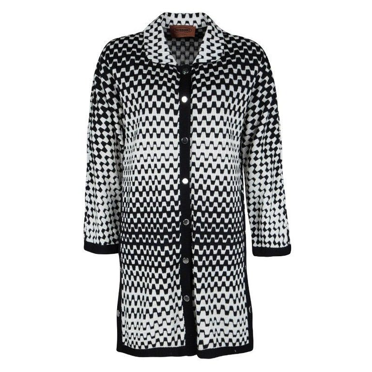 Missoni Monochrome Textured Knit Button Front Cardigan Tunic M For Sale ...