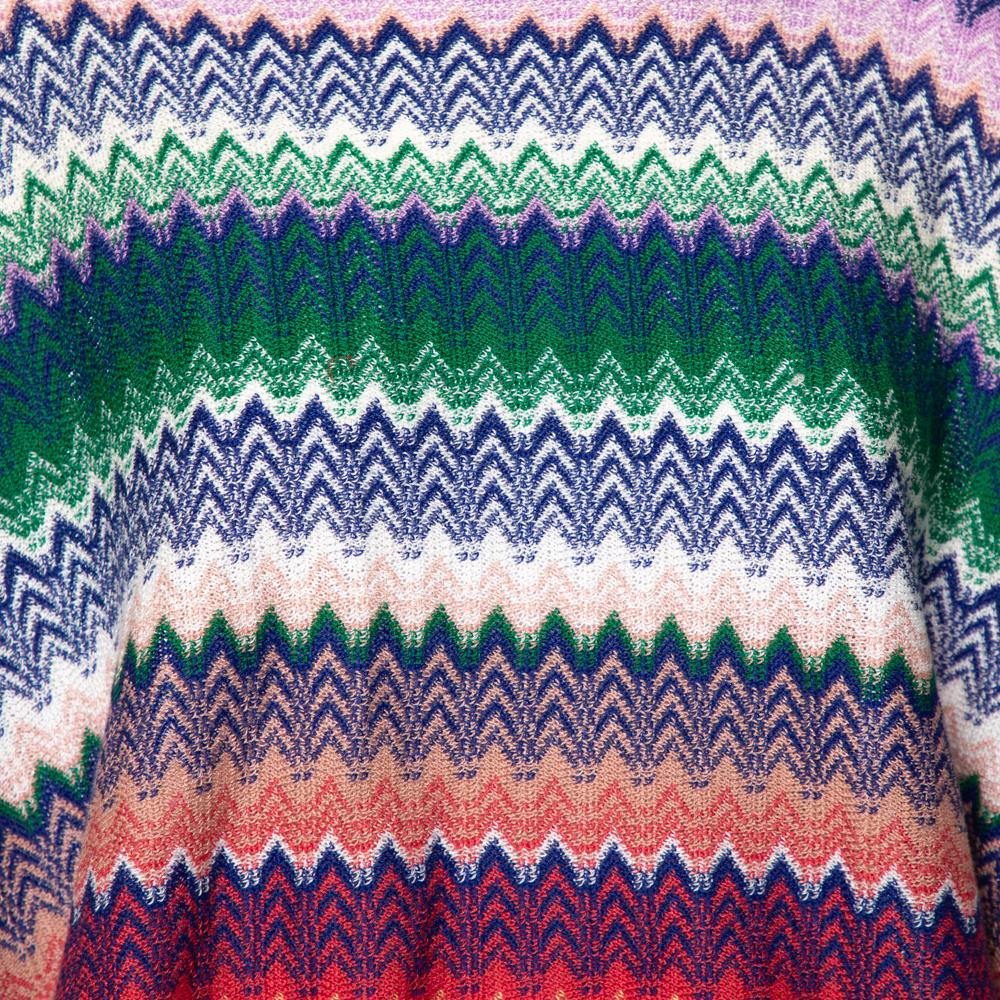 Missoni Multicolor Chevron Patterned Knit Fringe Detail Poncho (One ...