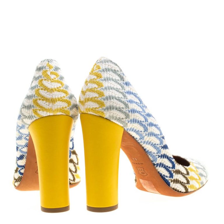 Missoni Multicolor Crochet Block Heel Pumps Size 38 For Sale at 1stDibs