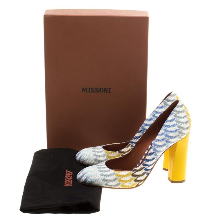 Missoni Multicolor Crochet Block Heel Pumps Size 38 For Sale at 1stDibs