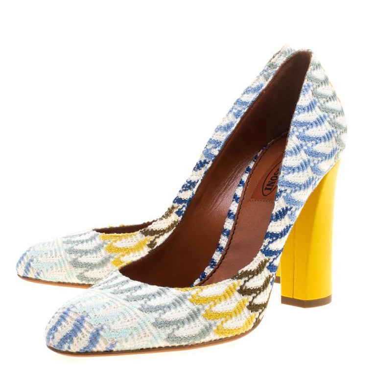 Missoni Multicolor Crochet Block Heel Pumps Size 38 For Sale at 1stDibs