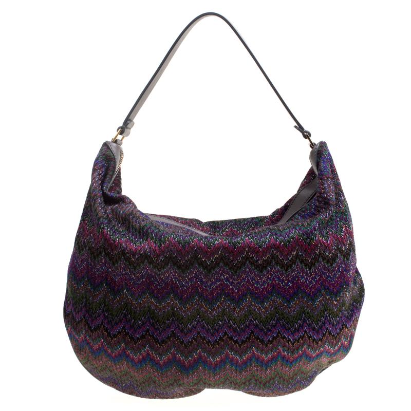 Missoni Multicolor Shimmering Weave Fabric Hobo For Sale at 1stDibs