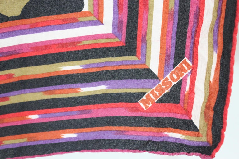 Missoni Multicolor Silk Floral Striped Scarf at 1stDibs