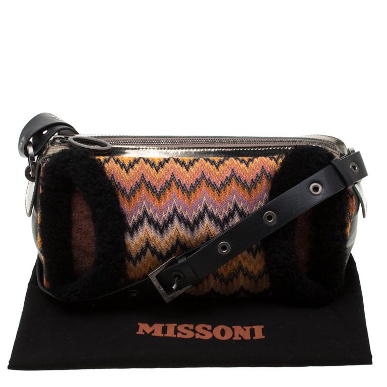 Missoni Multicolor Wave Canvas and Leather Shoulder Bag For Sale at 1stDibs