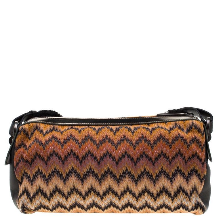 Missoni Multicolor Wave Canvas and Leather Shoulder Bag For Sale at 1stDibs