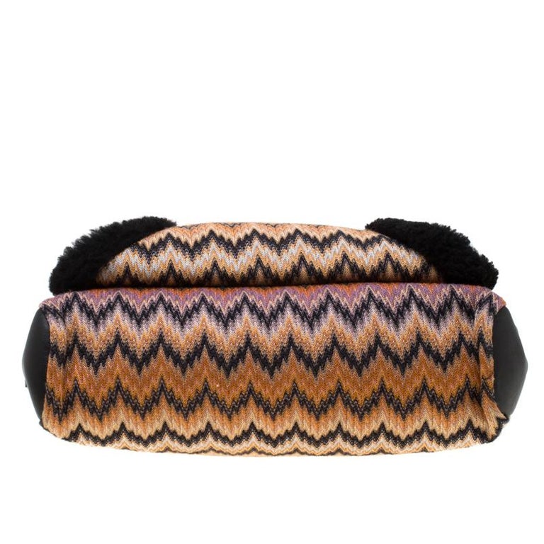 Missoni Multicolor Wave Canvas and Leather Shoulder Bag For Sale at 1stDibs