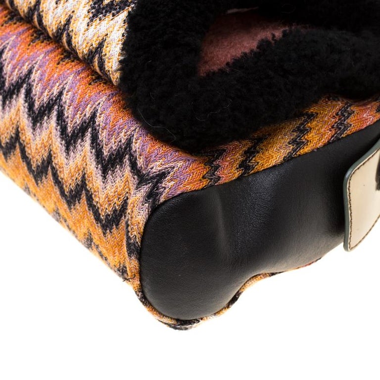 Missoni Multicolor Wave Canvas and Leather Shoulder Bag For Sale at 1stDibs