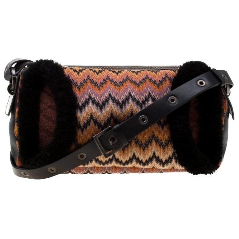 Missoni Multicolor Wave Canvas and Leather Shoulder Bag For Sale at 1stDibs
