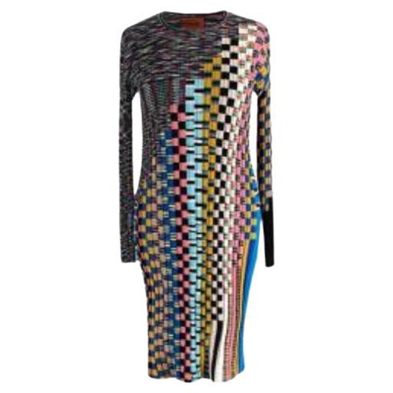 Missoni Multicoloured Block Knit Knee Length Dress For Sale at 1stDibs