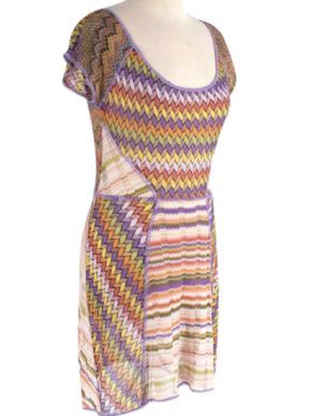 Missoni Multicoloured Knit Zig Zag Mini Dress For Sale at 1stDibs