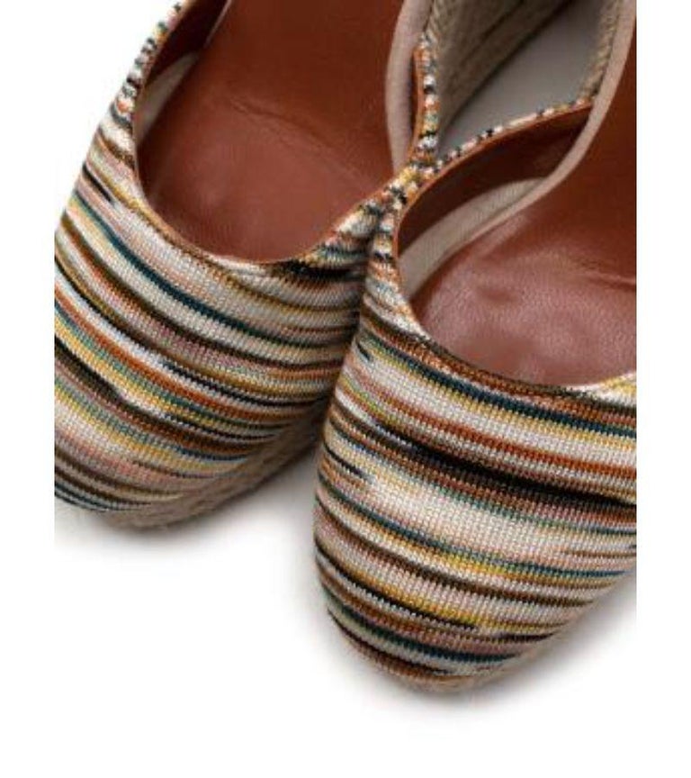 Missoni Multicoloured Striped Wedge Espadrille Sandals For Sale at 1stDibs