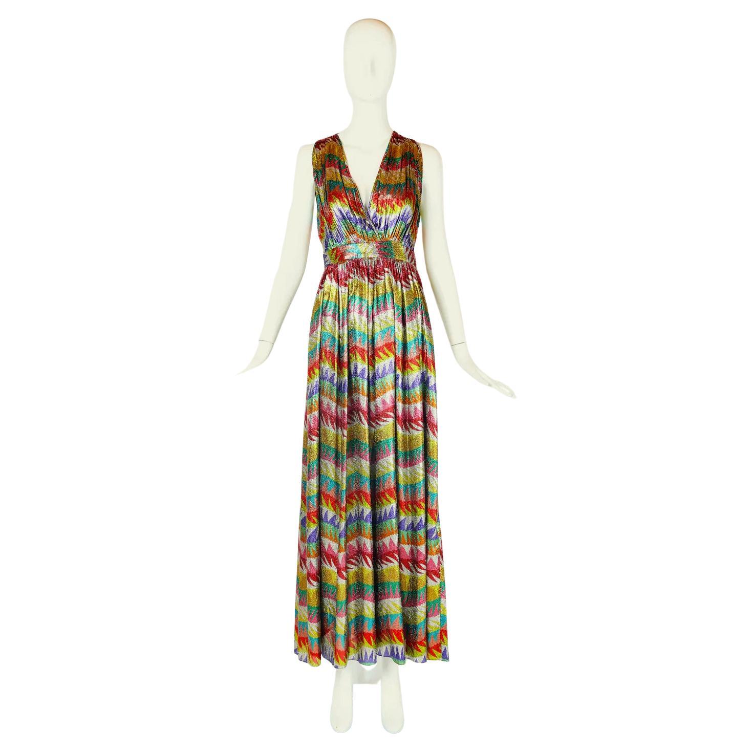 Missoni Orange Label Multicolored Metallic Lurex Evening Dress For Sale ...