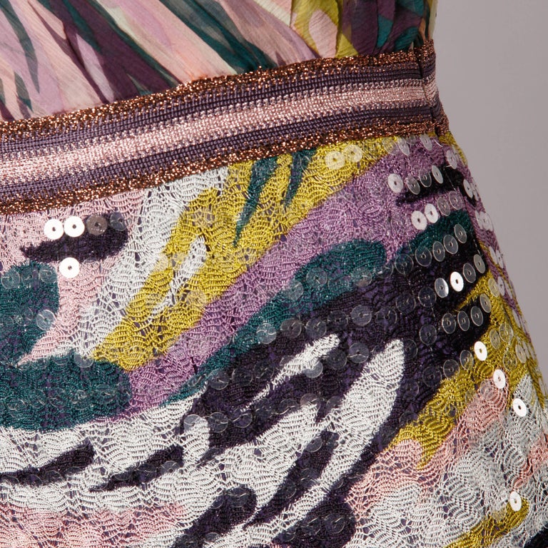 Missoni Orange Label Silk Chiffon Swirl Print + Knit Dress with Clear ...