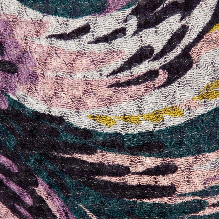 Missoni Orange Label Silk Chiffon Swirl Print + Knit Dress with Clear ...