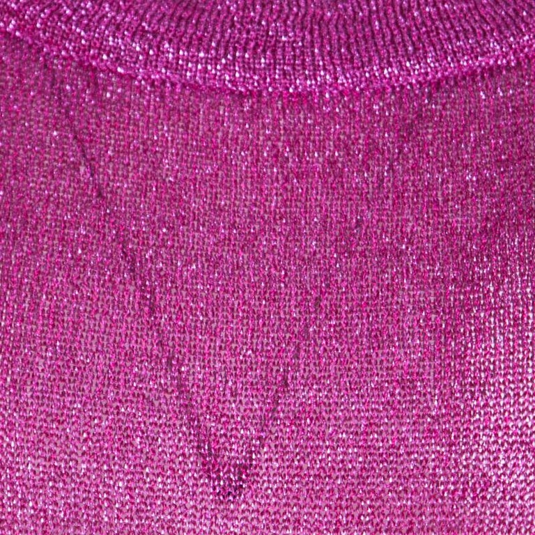 Missoni Pink Lurex Knit Short Sleeve Vanise Lamé Top S For Sale at 1stDibs