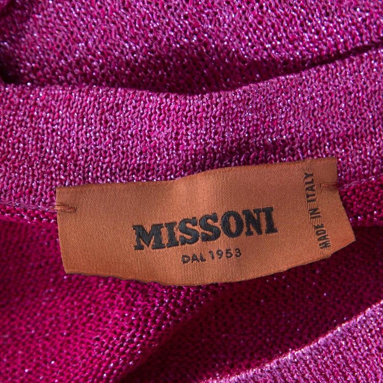 Missoni Pink Lurex Knit Short Sleeve Vanise Lamé Top S For Sale at 1stDibs