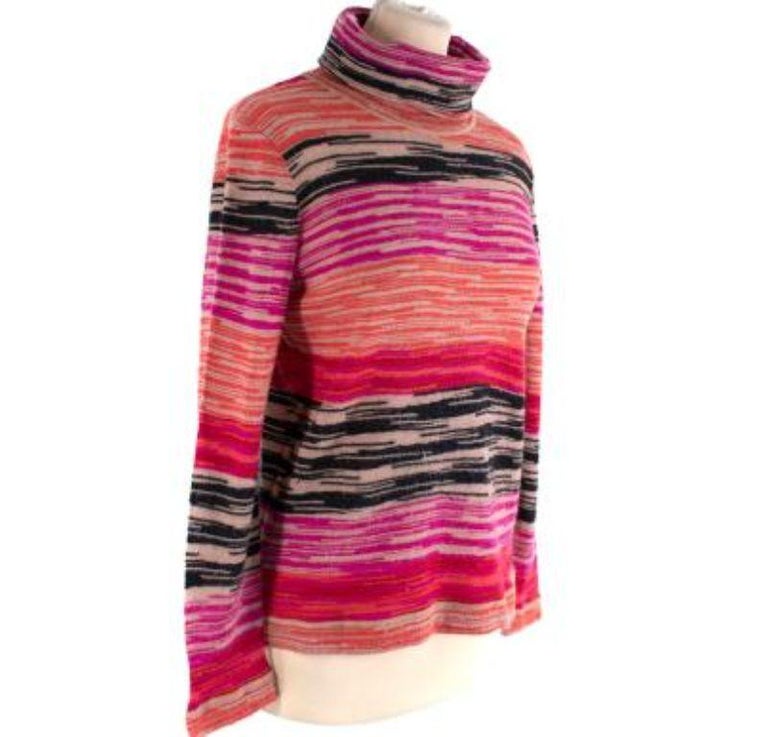 Missoni Pink Wool Blend Striped Polo Neck Jumper For Sale at 1stDibs