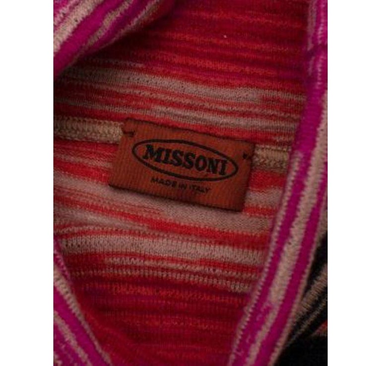 Missoni Pink Wool Blend Striped Polo Neck Jumper For Sale at 1stDibs
