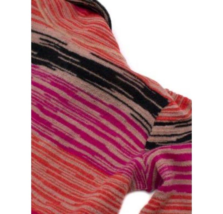 Missoni Pink Wool Blend Striped Polo Neck Jumper For Sale at 1stDibs