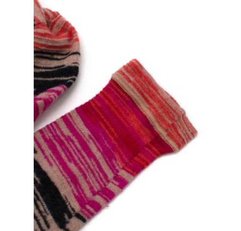 Missoni Pink Wool Blend Striped Polo Neck Jumper For Sale at 1stDibs