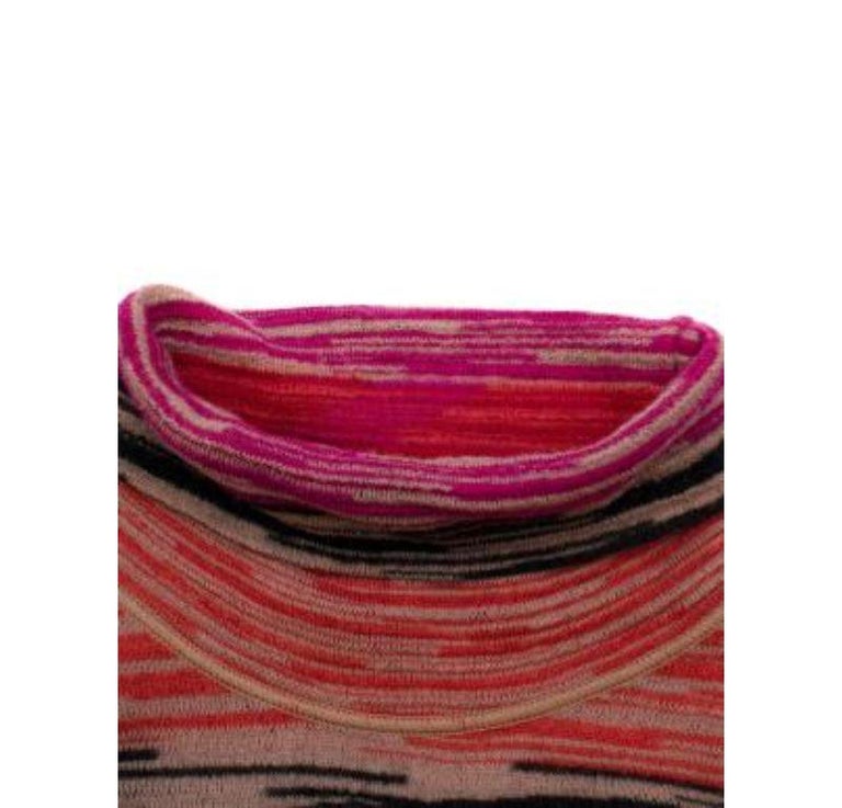 Missoni Pink Wool Blend Striped Polo Neck Jumper For Sale at 1stDibs