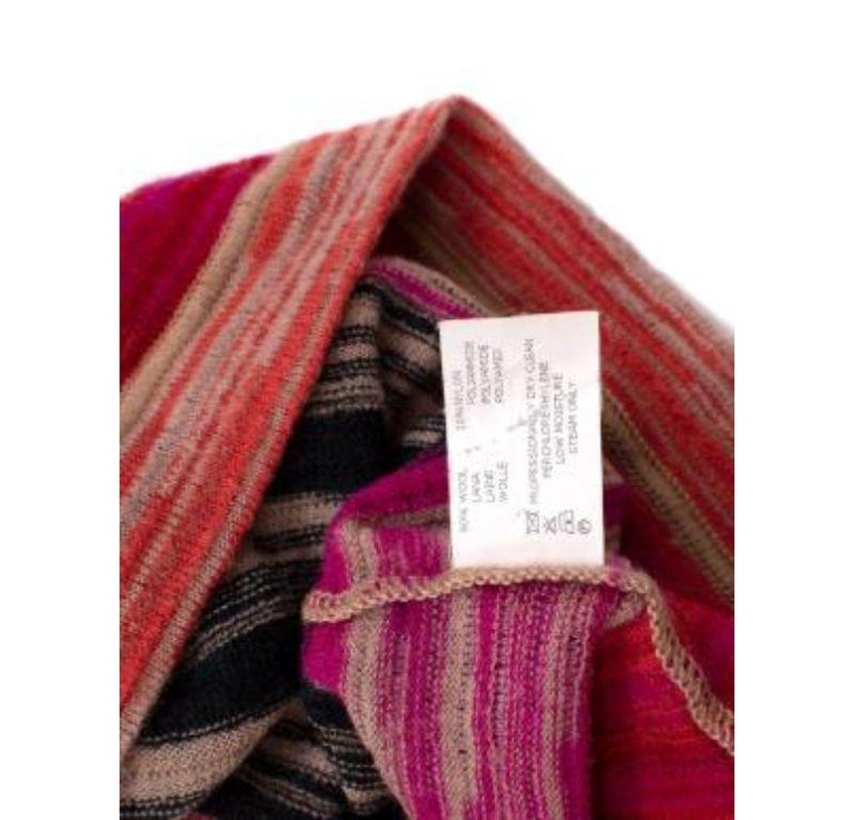 Missoni Pink Wool Blend Striped Polo Neck Jumper For Sale at 1stDibs
