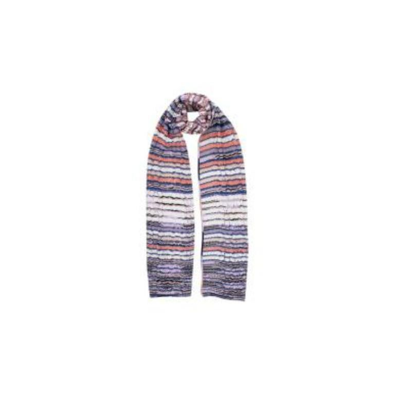 Missoni Purple and Peach Open Knit Striped Scarf For Sale at 1stDibs