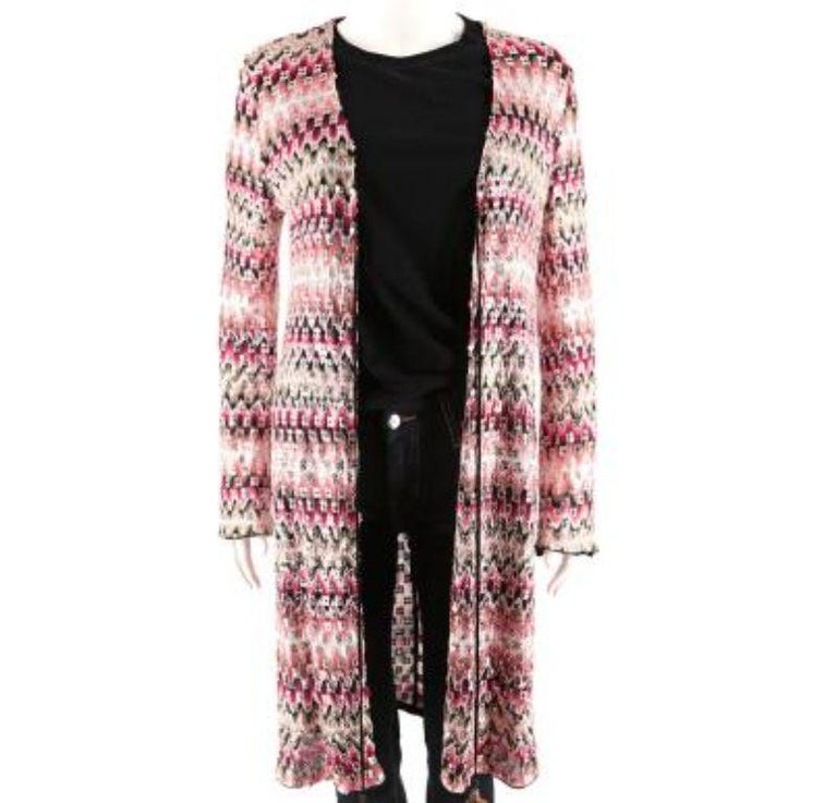 Missoni Sequin Embellished Pink Zig Zag Cardigan Set For Sale at 1stDibs