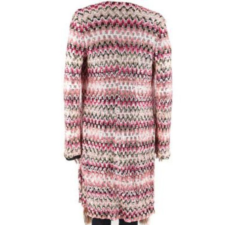 Missoni Sequin Embellished Pink Zig Zag Cardigan Set For Sale at 1stDibs
