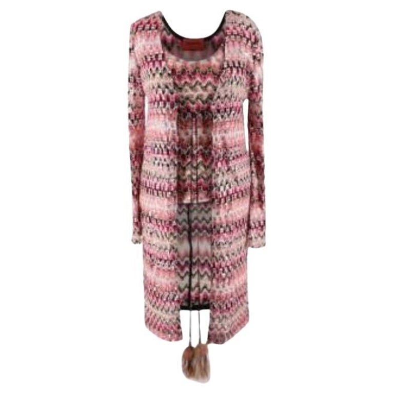 Missoni Sequin Embellished Pink Zig Zag Cardigan Set For Sale at 1stDibs