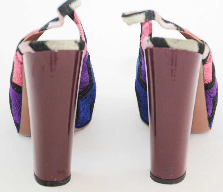 Missoni Size EU 37 US 6.5. Platforms Peep Toe Block Heels Shoes For ...