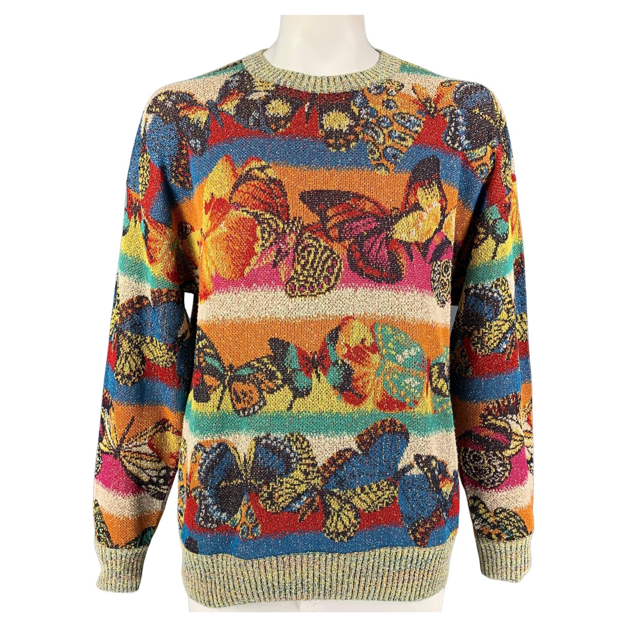 MISSONI Size XL Multi-Color Butterfly Rayon Blend Crew-Neck Sweater at ...