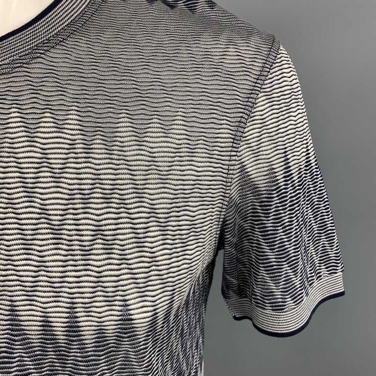 MISSONI Size XL Zig Zag Grey and Black Cotton Crew-Neck T-shirt at 1stDibs